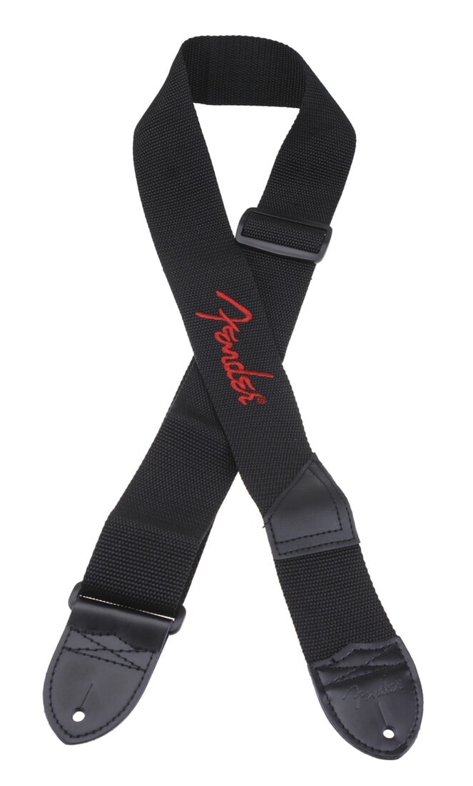 FENDER 2" BLK POLY STRAP W/RED pasek gitarowy - Riff.net.pl